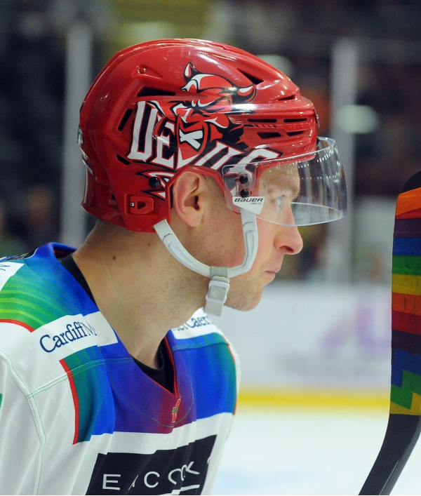 Enter Raffle to Win 4 game worn red Devils helmets hosted by Cardiff Devils